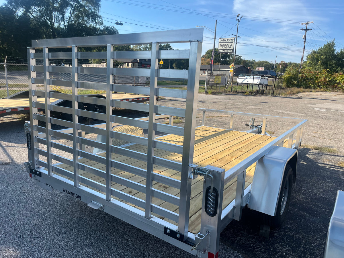6.5 X 12 Aluminum Utility Trailer w/ 3-Side Tube Rail & 4' Removable R ...